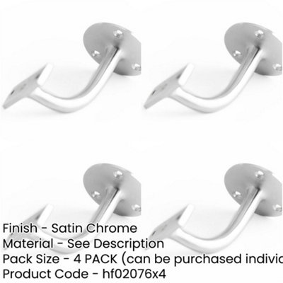 4 PACK Premium Solid Brass Handrail Brackets in Satin Chrome Finish ...
