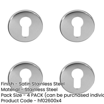 4 PACK Premium Stainless Steel Euro Profile Escutcheons 52x5mm - Grade ...