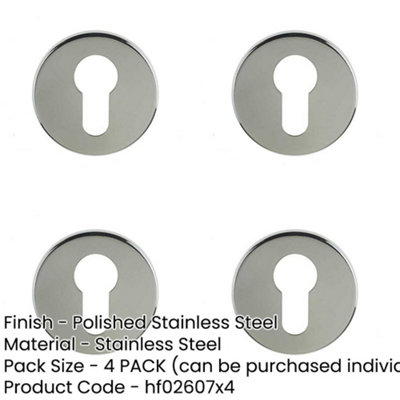 4 PACK Premium Stainless Steel Euro Profile Escutcheons 52x8mm - Grade ...