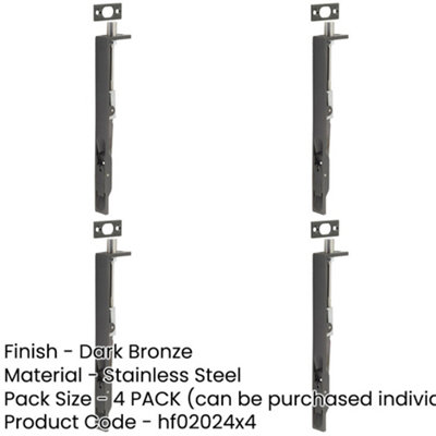 4 PACK Premium Stainless Steel Flush Bolts JSS51 in Dark Bronze - 203mm ...