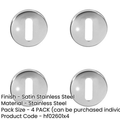 4 PACK Premium Stainless Steel Keyway Escutcheons - Grade 304, 52x5mm ...