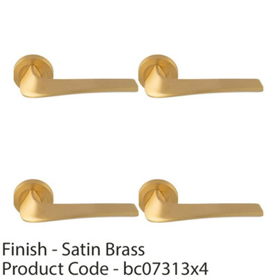 4 PACK - Premium Twisted Bar Door Handle Set - Satin Brass Designer ...