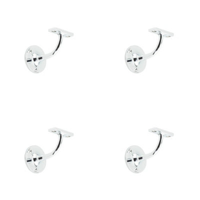 4 PACK Premium Zinc Handrail Brackets in Polished Chrome - 63mm Support ...