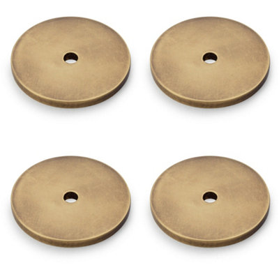 4 PACK - Round Kitchen Door Knob Backplate - Antique Brass 35mm ...