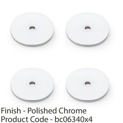 4 PACK - Round Kitchen Door Knob Backplate - Polished Chrome 35mm ...