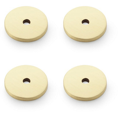 4 PACK - Round Kitchen Door Knob Backplate - Satin Brass 25mm Diameter ...