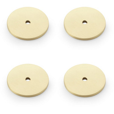 4 PACK - Round Kitchen Door Knob Backplate - Satin Brass 40mm Diameter ...