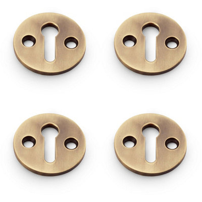 4 PACK - Round Standard Lock Profile Escutcheon - Antique Brass Door ...