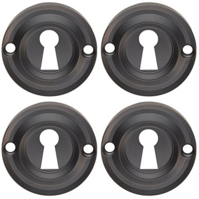 4 PACK - Round Standard Lock Profile Escutcheon - Matt Black - 42mm ...