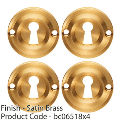 4 PACK - Round Standard Lock Profile Escutcheon - Satin Brass - 42mm ...