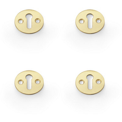 4 PACK - Round Victorian Standard Lock Profile Escutcheon - Satin Brass ...