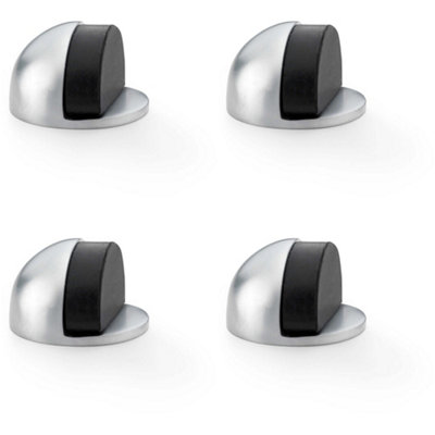4 PACK - Rubber Tip Floor Mounted Oval Doorstop 44 x 28mm Satin Chrome ...
