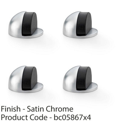 4 PACK - Rubber Tip Floor Mounted Oval Doorstop 44 x 28mm Satin Chrome ...