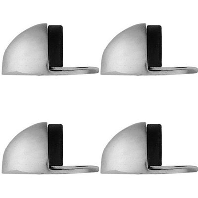 4 PACK - Rubber Tip Floor Mounted Oval Doorstop 45x26mm Polished Chrome ...