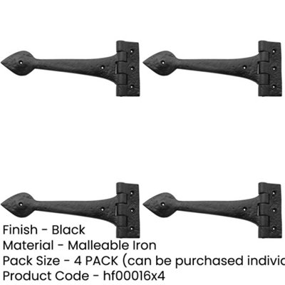 4 PACK Rustic Antique Gate Hinge 225mm in Elegant Black Finish ...