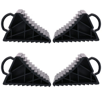 4 PACK SAFETY WHEEL CHOCK CHOCKS BLOCKS CAR TRAILER CARAVAN HORSEBOX WEDGE