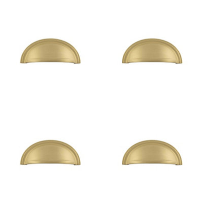 4 PACK Satin Brass Cup Pulls for Cabinets - Elegant and Durable Design ...