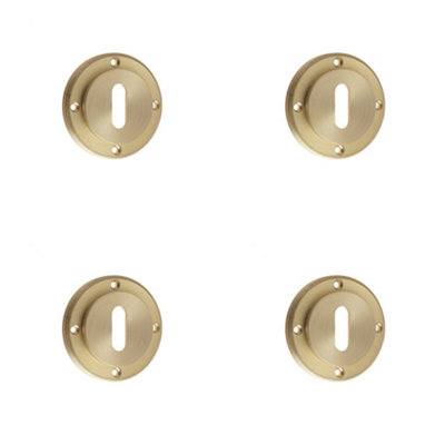 4 PACK Satin Brass Standard Keyway Escutcheons for Enhanced Security ...