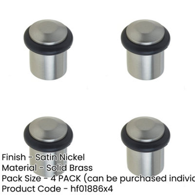 4 PACK Satin Nickel Chamfered Door Stops for Luxury Interiors - Solid ...