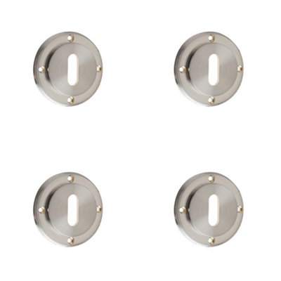 4 PACK Satin Nickel Standard Keyway Escutcheons - Stylish Security ...