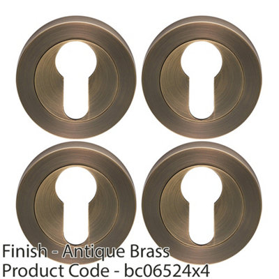 4 PACK - Screwless Round EURO Profile Escutcheon - Antique Brass 52mm ...