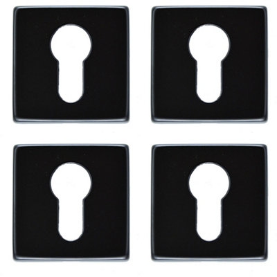 4 PACK Screwless Round EURO Profile Escutcheon - Matt Black 50mm Door ...