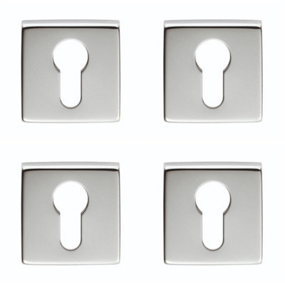 4 PACK - Screwless Round EURO Profile Escutcheon Polished Chrome 50mm ...