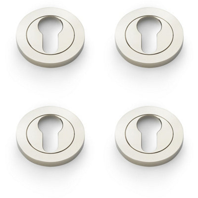 4 PACK - Screwless Round EURO Profile Escutcheon - Polished Nickel 50mm ...