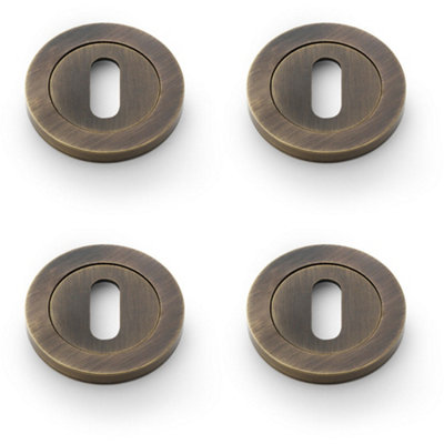 4 PACK - Screwless Round Standard Profile Escutcheon - Antique Brass ...