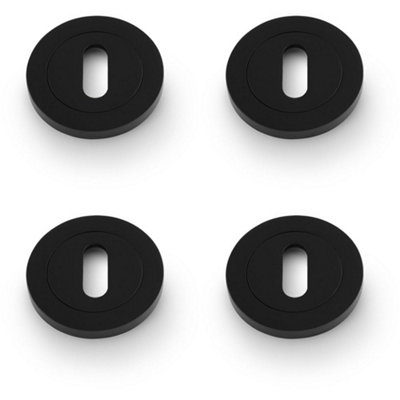 4 PACK - Screwless Round Standard Profile Escutcheon - Matt Black 50mm ...