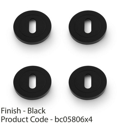 4 PACK - Screwless Round Standard Profile Escutcheon - Matt Black 50mm ...