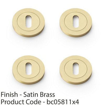 4 PACK - Screwless Round Standard Profile Escutcheon - Satin Brass 50mm ...