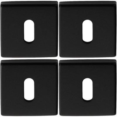 4 PACK - Screwless Square Standard Profile Escutcheon - Matt Black 50mm ...
