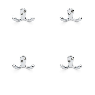 4 PACK - SOLID BRASS Victorian Double Robe Coat Hook Wall Mounted ...