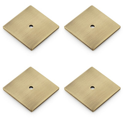 4 PACK - Square Kitchen Door Knob Backplate - Antique Brass 45mm x 45mm ...