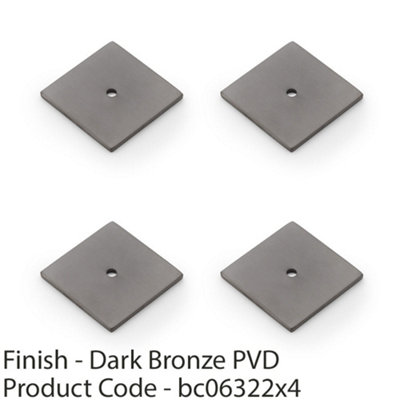 4 PACK - Square Kitchen Door Knob Backplate - Dark Bronze 45mm x 45mm ...