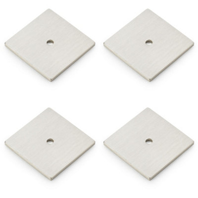 4 PACK - Square Kitchen Door Knob Backplate - Satin Nickel 45mm x 45mm ...