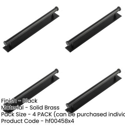 4 PACK STYLISH 224MM MATT BLACK CABINET HANDLE WITH STEPPED BACKPLATE ...