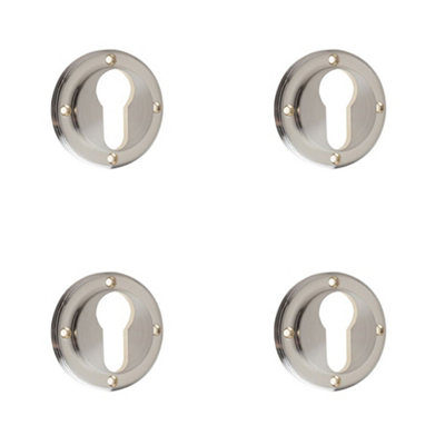 4 PACK Stylish Euro Profile Escutcheons in Satin Nickel Finish - Solid ...