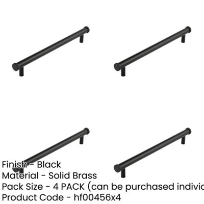 4 PACK Stylish Knurled Diamond Cabinet Handle - 224mm Ctrs Black Finish ...