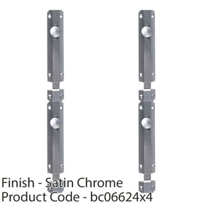 4 PACK - Surface Mounted Flat Sliding Door Bolt Lock 102mm x 36mm Satin ...