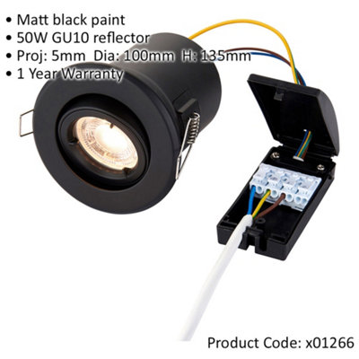 4 PACK Tiltable Recessed Ceiling Downlight - 50W GU10 Reflector - Fire ...