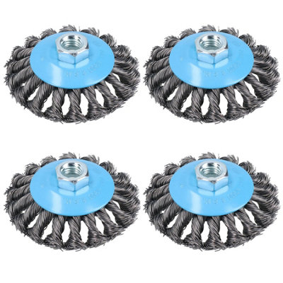 4 PACK Twist Knot Wire Brush / Wheel 100mm for 115mm Angle Grinder