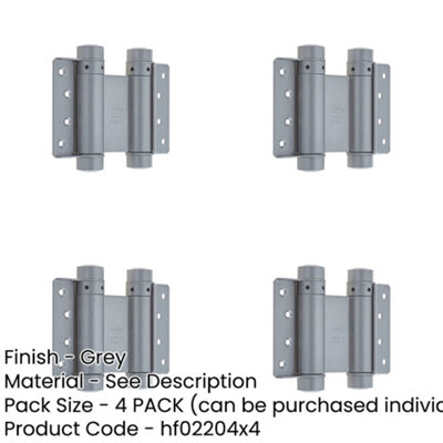 4 PACK VERSATILE DOUBLE ACTION STEEL SPRING HINGE IN GREY - 152MM FOR ...