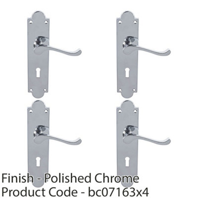 4 PACK - Victorian Latch & Lock Door Handle - Polished Chrome Lever On ...