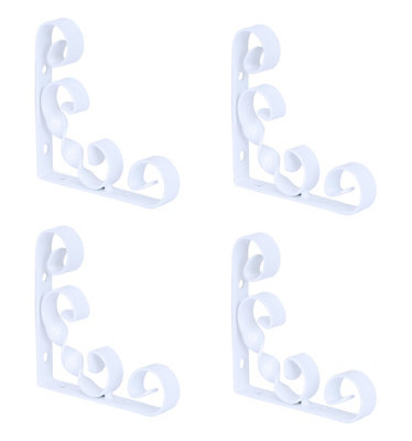 4 Pack White Scroll Bracket 10cm (02207x4)