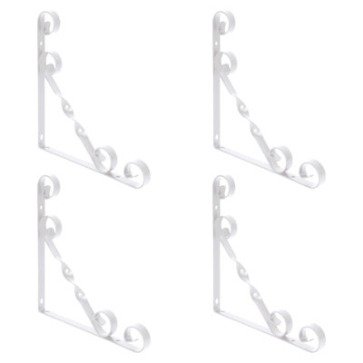4 Pack White Scroll Bracket 20cm (02211x4)