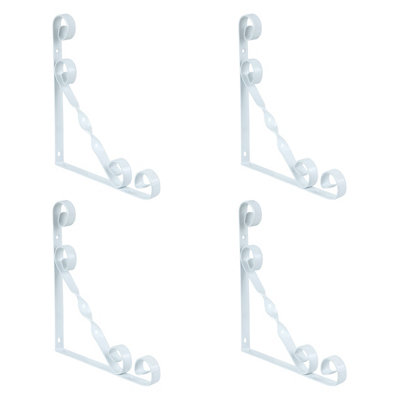 4 Pack White Scroll Bracket 25cm (02213x4)