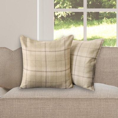 4 Pack Woven Check Cushion Covers, Sage - 45x45cm