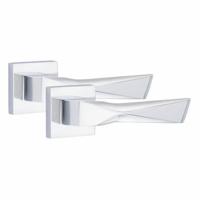 4 Pair Modern Aura Design Polished Chrome Premium Door Handles Square ...